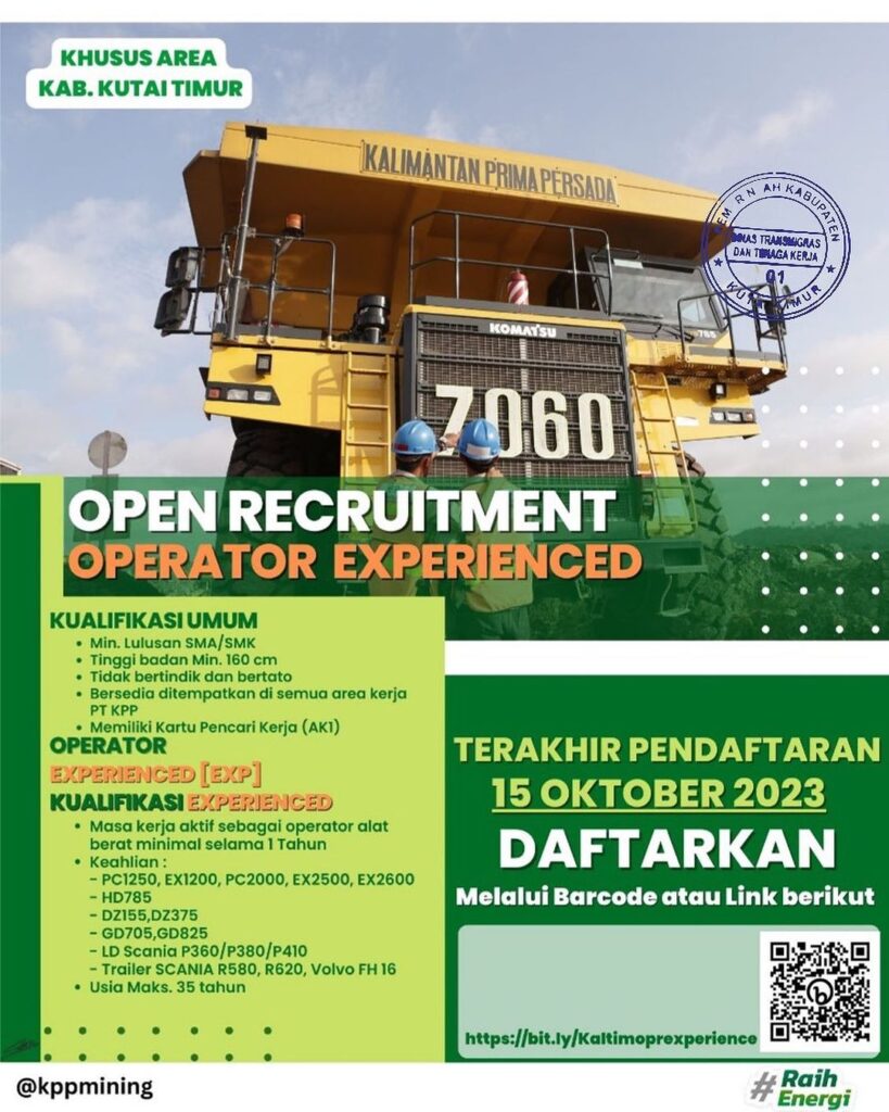 KPP Buka Rekrutmen Operator Experienced Khusus Area Kutai Timur ...